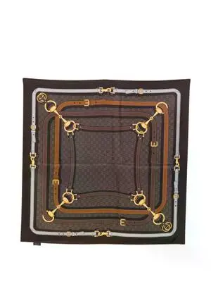 Gucci Horsebit Gg Supreme Scarf - Brown