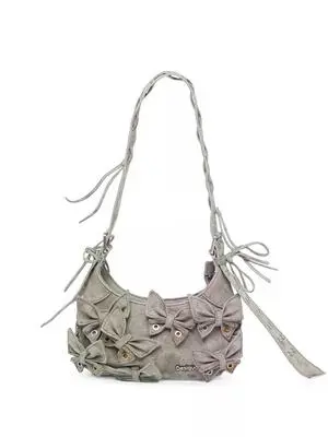 Desigual Mini Nickel Haiti Bow-embellished Lace-up Shoulder Bag - Grey