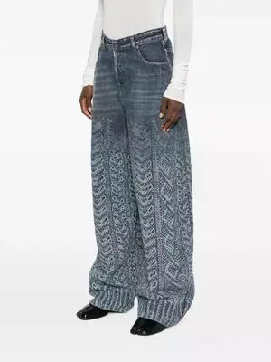 DIESEL® Cable-knit Print Wide-leg Jeans