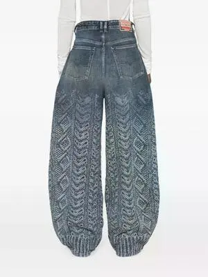 DIESEL® Cable-knit Print Wide-leg Jeans
