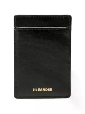 JIL SANDER Magnetic Leather Card Holder - Black