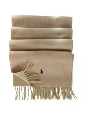 Polo Ralph Lauren Pony Motif Fringed Scarf - Neutrals