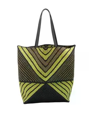 Loewe 2010-2026 Raffia Puzzle Fold Xl Tote Bag - Green