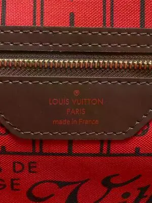 LOUIS VUITTON 2001 Damier Ebene Neverfull Pm Tote Bag