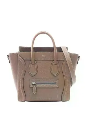 Celine 2010-2026 Nano Leather Luggage Tote Satchel - Brown