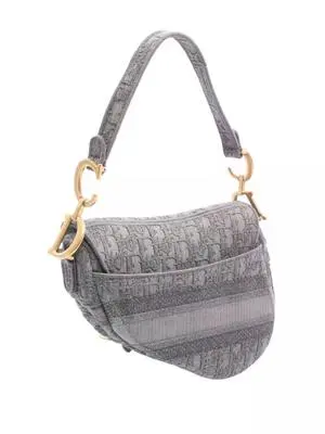 Dior 2010-2026 Oblique Denim Embroidered Saddle Bag Shoulder Bag