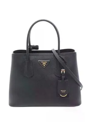 Prada 2010-2026 Small Saffiano Cuir Double Satchel - Black