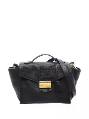 Prada 2010-2026 Vitello Daino Soundlock Satchel - Black