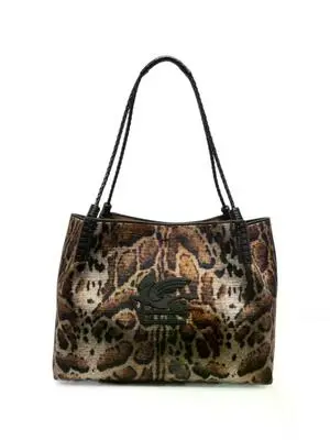 Etro Libra Leopard-print Velvet Tote Bag - Brown