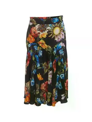 Dolce & Gabbana Mixed-print Flared Midi Skirt - Black