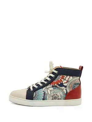 CHRISTIAN LOUBOUTIN Louis Printed High-top Sneakers - Blue