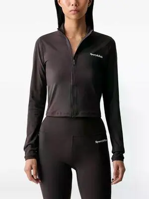 SPORTY & RICH Serif Logo-print Zip-up Jacket - Brown