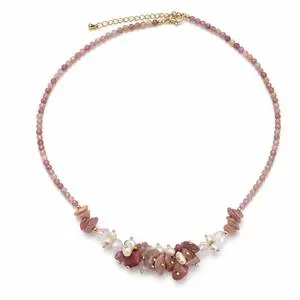 ANGEL BAROCCO Gemstone, Rose Quartz & Freshwater Pearl Cluster Necklace - Pink