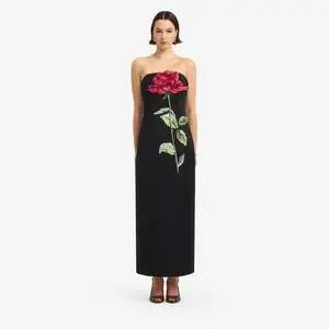 LEO LIN Rayna Appliqué Rose Maxi Dress