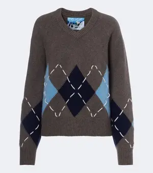 Arch4 Sloane Argyle Cashmere Sweater - Brown