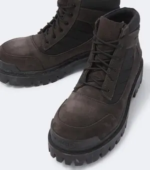 Balenciaga Combat Strike Suede-trimmed Lace-up Boots