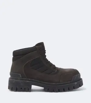 Balenciaga Combat Strike Suede-trimmed Lace-up Boots