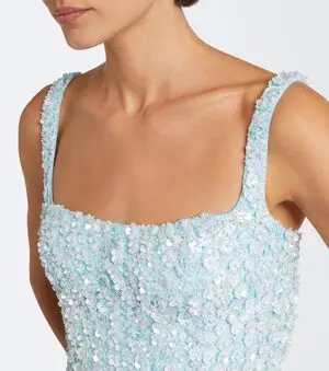 LA FUORI Ombré Floral Sequined Silk Minidress