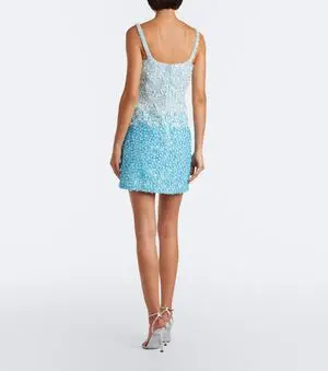 LA FUORI Ombré Floral Sequined Silk Minidress