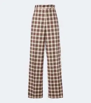 Dries Van Noten Plaid Cotton Flannel Wide-leg Trousers - Multicoloured