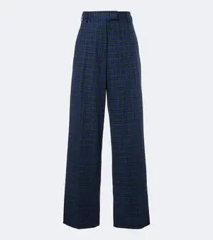 Dries Van Noten Plaid Cotton Flannel Wide-leg Trousers - Multicoloured
