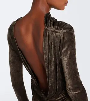 Rick Owens Draped Open-back Velvet Gown - Brown