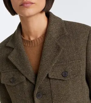 Polo Ralph Lauren Belted Herringbone Wool-blend Tweed Jacket