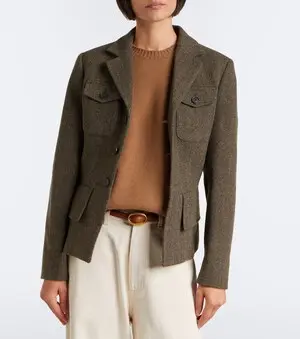 Polo Ralph Lauren Belted Herringbone Wool-blend Tweed Jacket