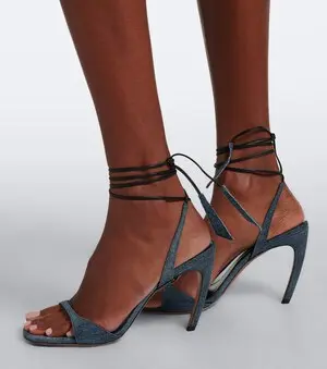 Attico Ora Denim Slingback Sandals