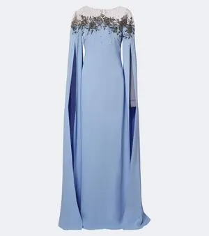 Carolina Herrera Embellished Crêpe Gown - Blue