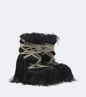 Rick Owens Megalace Lunar Mega Shearling Mid-calf Boots - Black