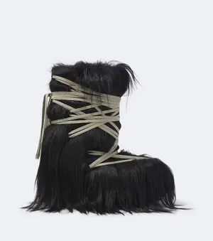 Rick Owens Megalace Lunar Mega Shearling Mid-calf Boots