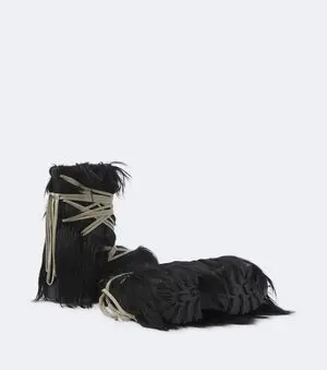 Rick Owens Megalace Lunar Mega Shearling Mid-calf Boots