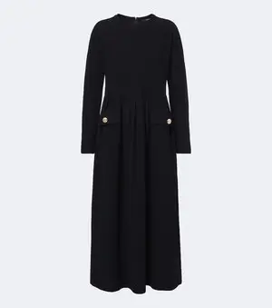 Max Mara Wool And Cotton-blend Midi Dress - Blue
