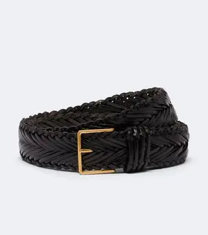 THE ROW Braided Leather Belt - Black