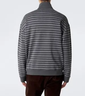 Miu Miu Striped Oversized Cotton Fleece Sweatshirt