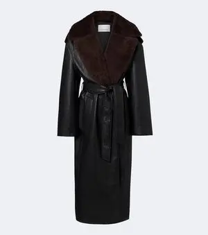 THE FRANKIE SHOP Edra Shearling-trimmed Wrap Coat