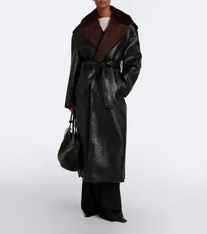 THE FRANKIE SHOP Edra Shearling-trimmed Wrap Coat