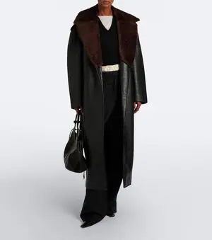 THE FRANKIE SHOP Edra Shearling-trimmed Wrap Coat