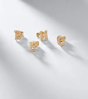 Sophie Bille Brahe Initial Petite E 18kt Single Earring With Diamonds
