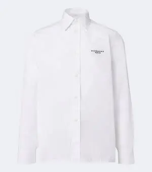 Givenchy Logo Embroidered Cotton Poplin Shirt - White