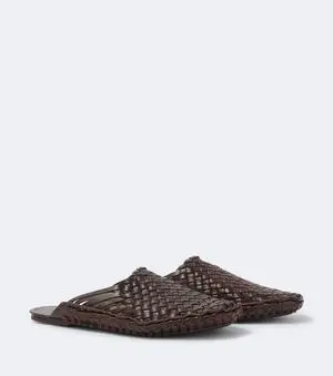 THE ROW Woven Leather Slip-on Shoes - Brown