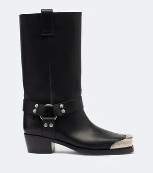 Paris Texas Roxy Embellished Leather Biker Boots - Black