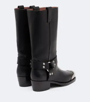 Paris Texas Roxy Embellished Leather Biker Boots - Black
