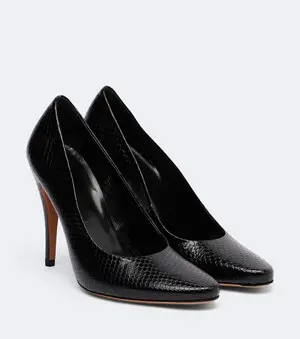 JUDE Jerry Snake-effect Leather Pumps - Black