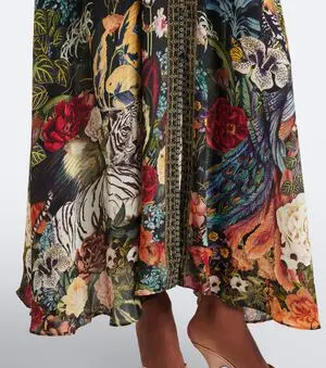 Camilla Embellished Printed Silk Satin Maxi Dress