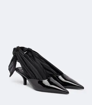 TOTEME Scarf Patent Leather Slingback Pumps - Black
