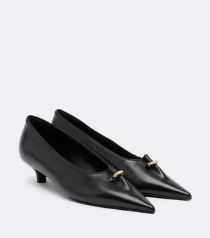 TOTEME Pierced Embellished Leather Pumps - Black