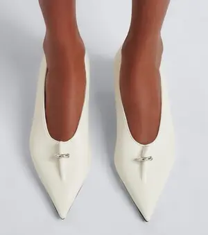 TOTEME Pierced Embellished Leather Pumps - White