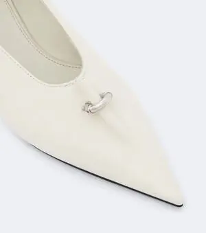 TOTEME Pierced Embellished Leather Pumps - White